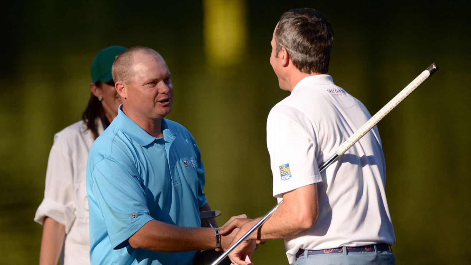 Masters: Ted Potter Jr carried off the Par-3 Trophy following a play ...