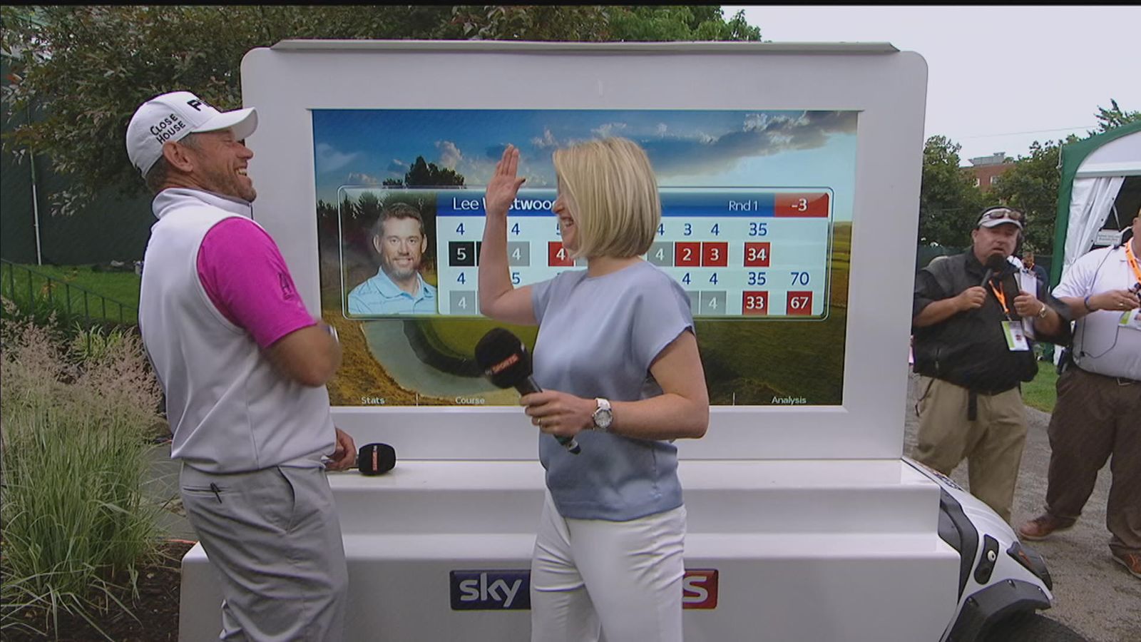 WATCH: Sarah Stirk goes for the high five with Lee Westwood but is left ...