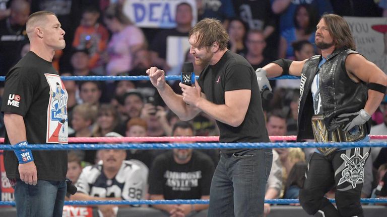 WWE Smackdown: Dean Ambrose gets better of John Cena and AJ Styles ...