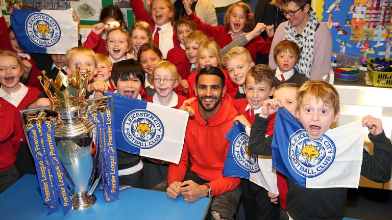 Riyad Mahrez surprises young Leicester fans after penalty celebrations ...