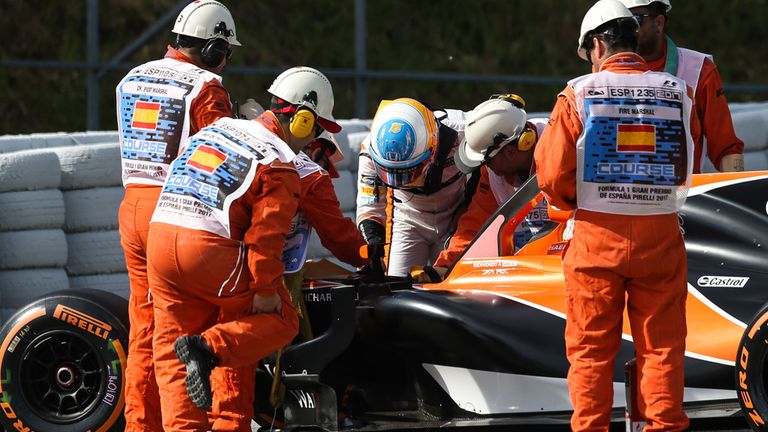 Fernando Alonso hit by engine failure on first lap in Spain practice ...