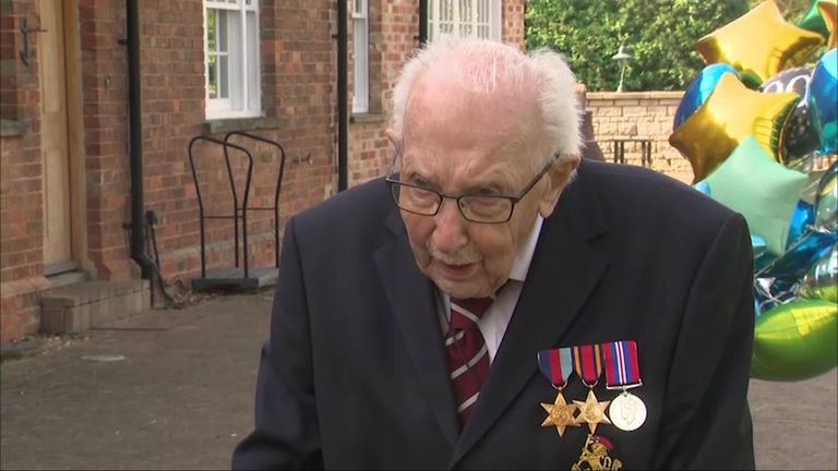 Captain Tom Moore knighted by the Queen during private ceremony at ...