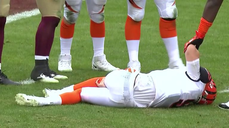 Joe Burrow: Cincinnati Bengals QB stretchered off with knee injury ...